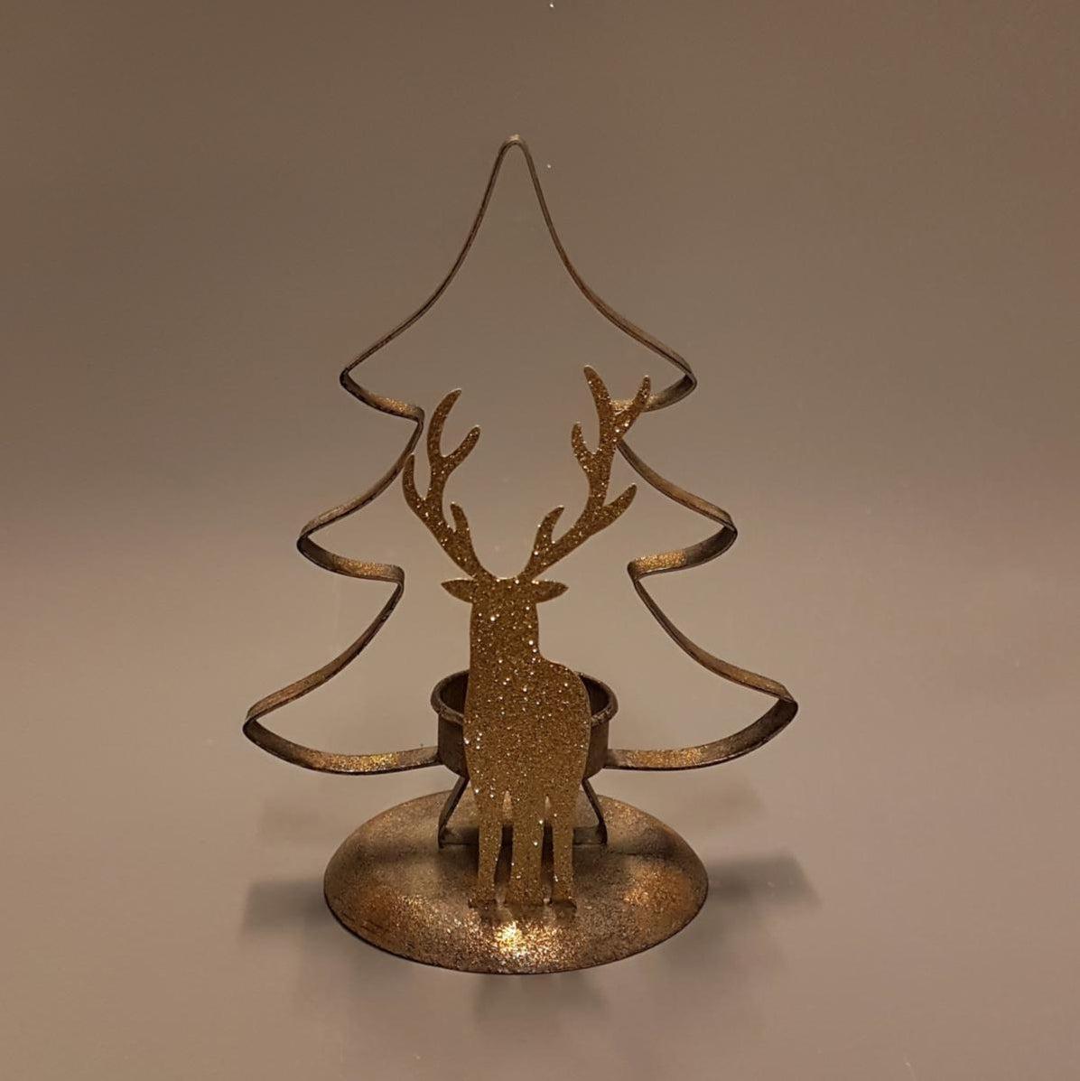 Gold Tree With Stag Winter Scene Tea Light Holder — GingerInteriors.co.uk